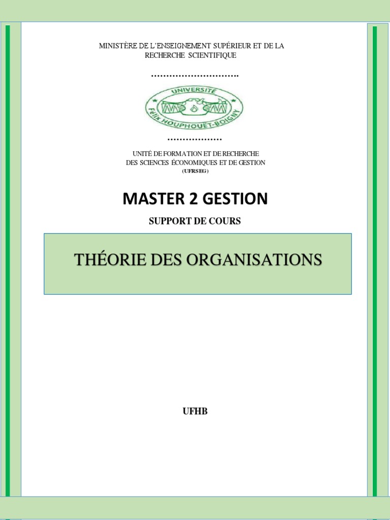 Théorie Des Orga - MASTER 2 GESTION 2022-2023 | PDF