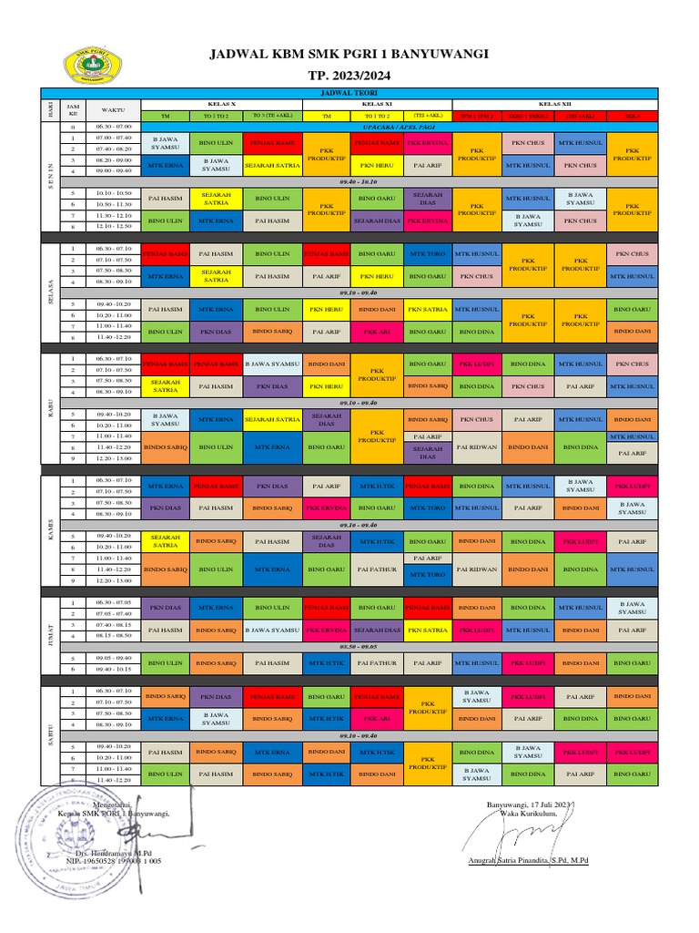 Jadwal KBM 2023-2024 | PDF