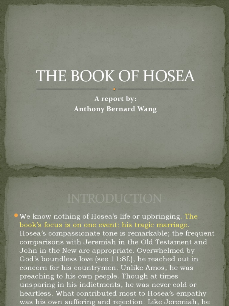 The Book of Hosea - Tobe Wang | PDF | Hosea | Old Testament Books