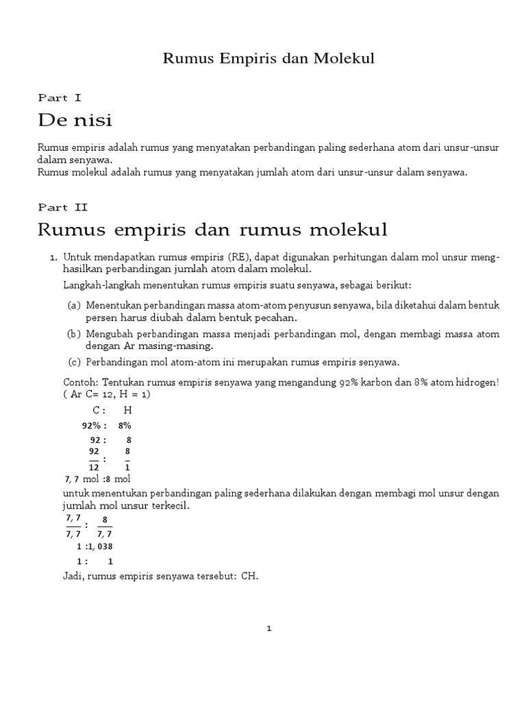 Rumus Empiris Molekul - Modul | PDF | Sains & Matematika