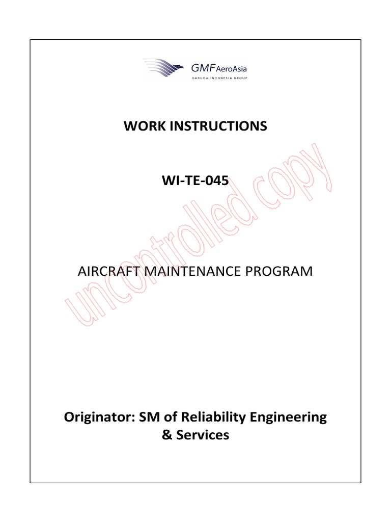WI-TE-045 Aircraft Maintenance Program | PDF | Aviation | Computing