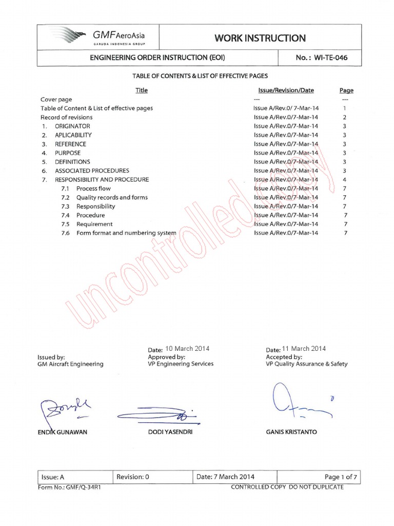 WI-TE-046 Engineering Order Inspection (EOI) | PDF | Canon Eos ...