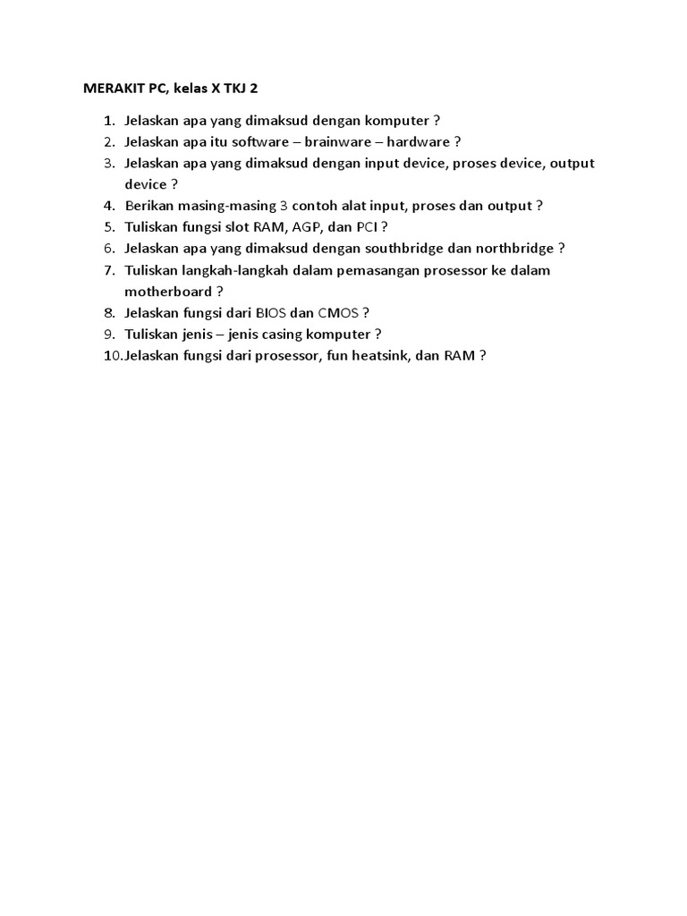 Panduan Merakit PC untuk Kelas X TKJ 2 | PDF | Game & Aktivitas | Teknologi & Rekayasa
