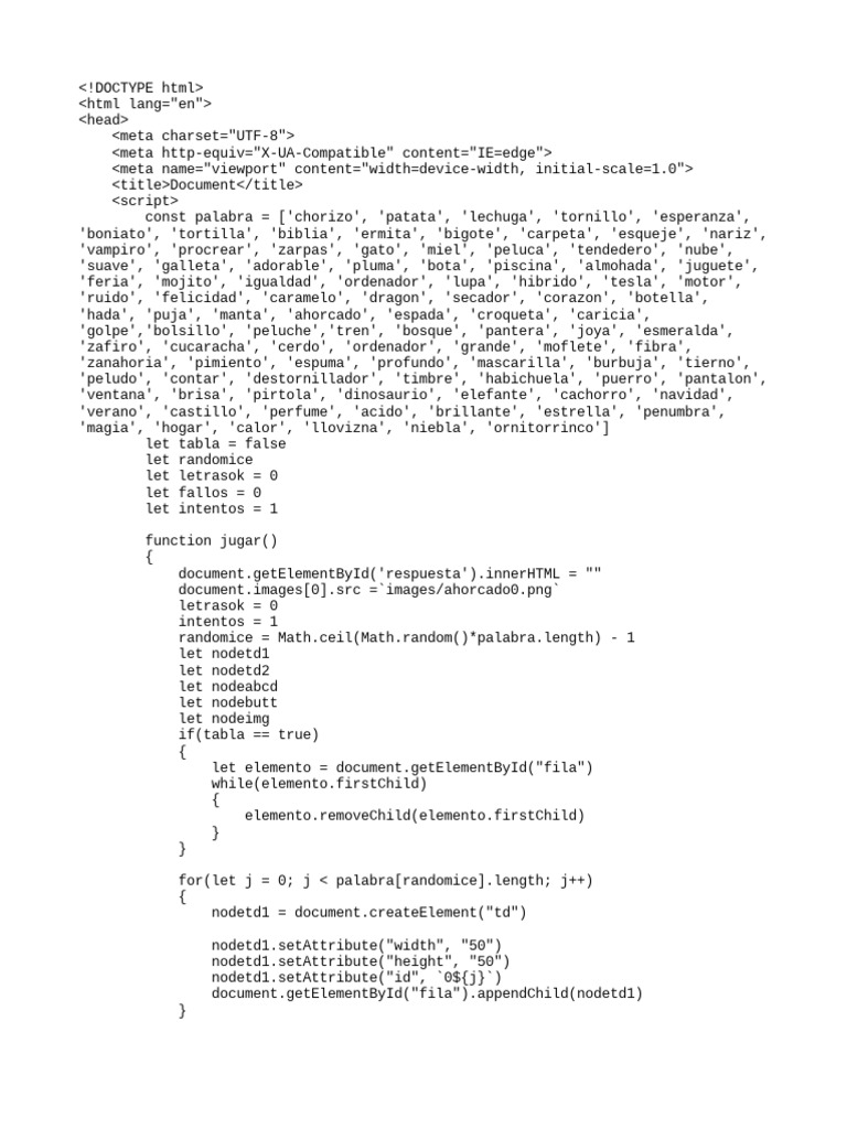 Juego de Ahorcado Interactivo | PDF