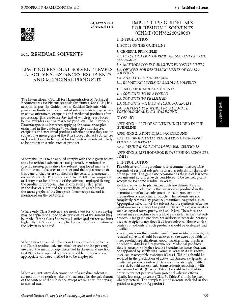 EP Residual Solvents 50400E (Etanol Class) | PDF