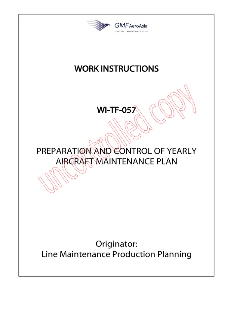 WI-TF-057 Preparation & Control of Yearly Aircraft Maintenance Plan ...