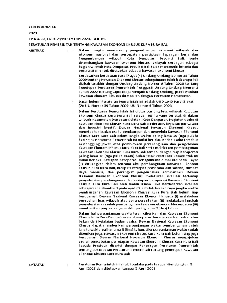 2023 PP 023 - abstrak-KEK Kura Kura Bali | PDF