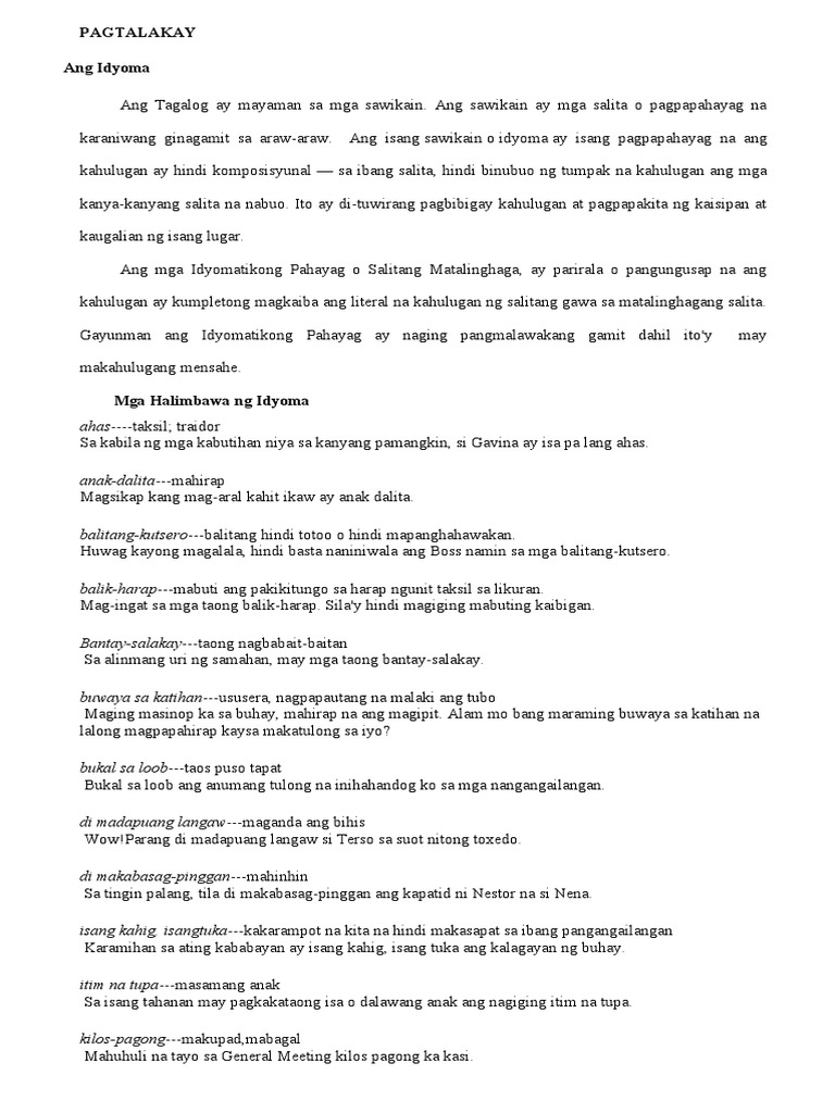 Modyul 6 - Retorika - Idyoma | PDF