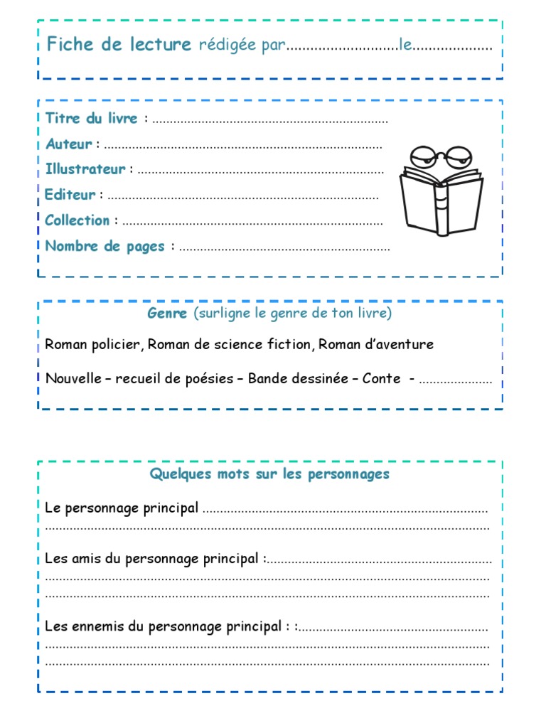 Fiche de lecture modèle pour collégiens | PDF | Livres | Romans