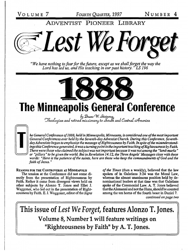 1888 Minneapolis Conference: Righteousness by Faith | PDF