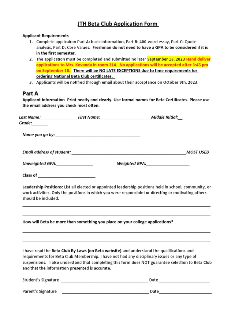 New 2023-2024 Application Form | PDF