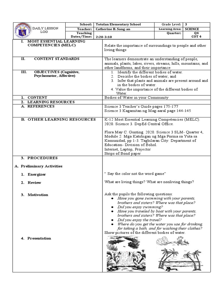 Cot-4 - Science 3 | PDF | Water | Learning