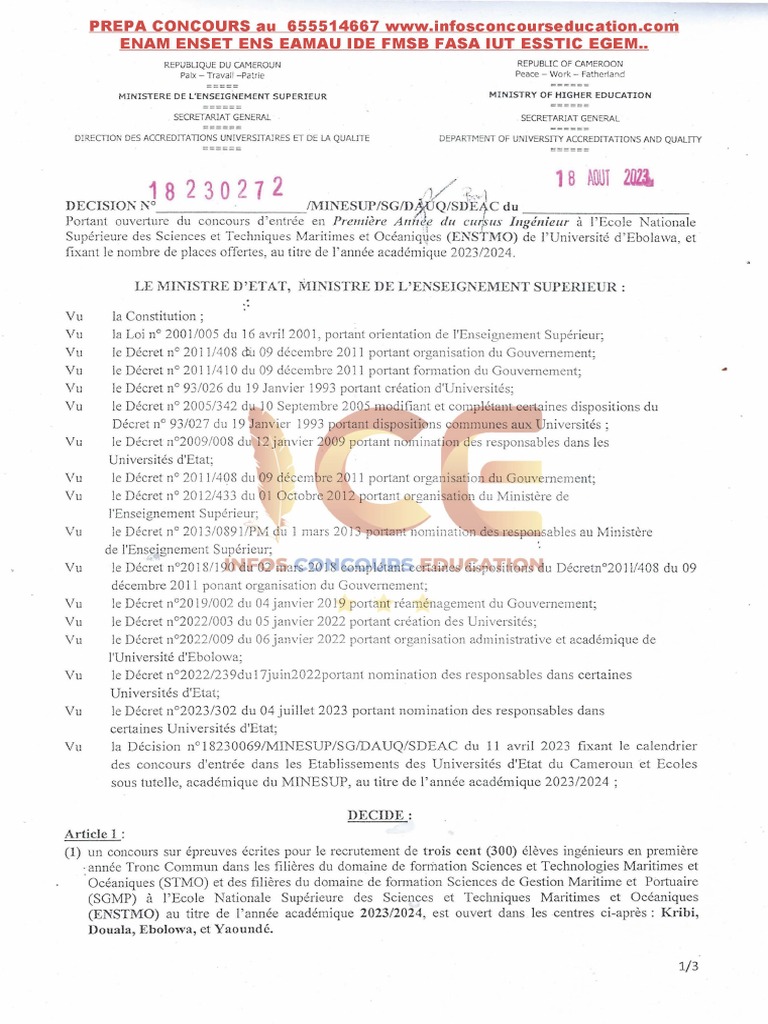 Concours Enstmo 2023 | PDF