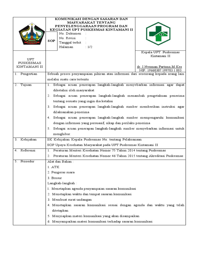 Ep 4 Sop Komunikasi DGN Sasaran Dan Msy | PDF