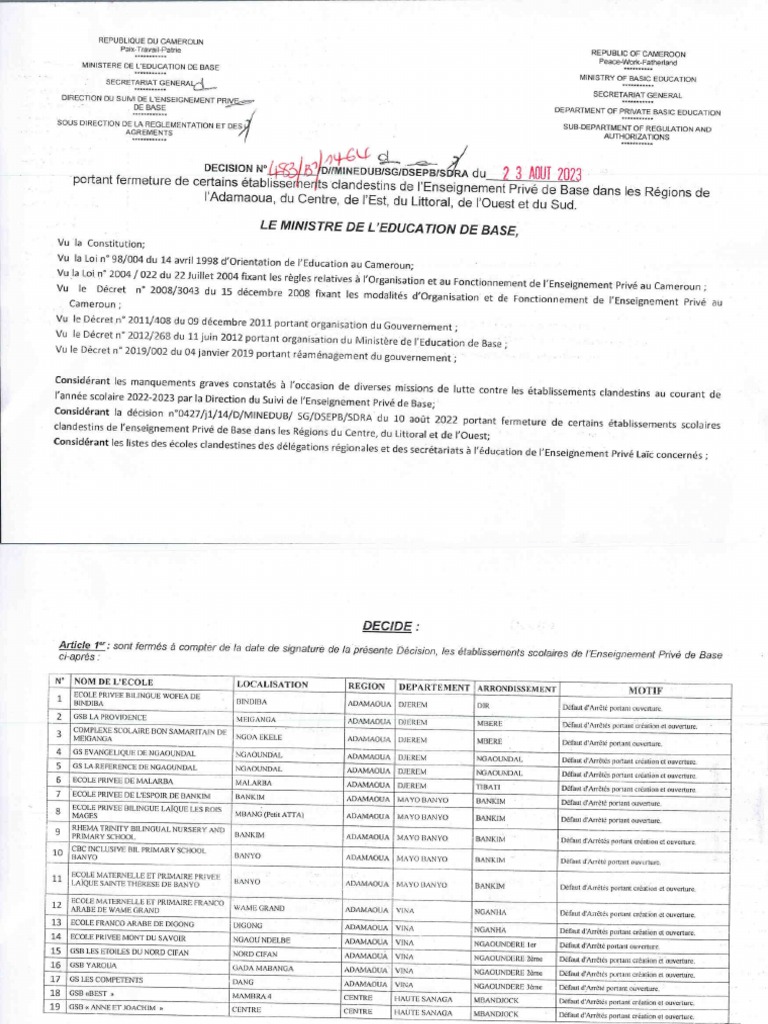 Ecole Fermee 0001 | PDF Ecole Fermee 0001 | PDF