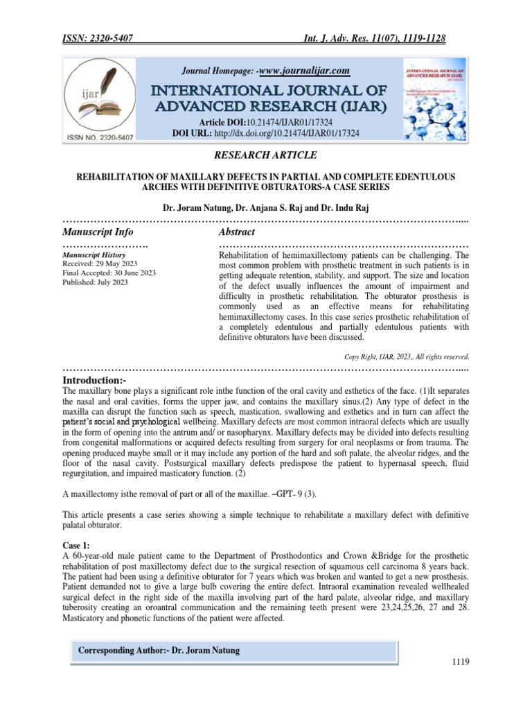 Rehabilitation of Maxillary Defects in Partial and Complete Edentulous ...