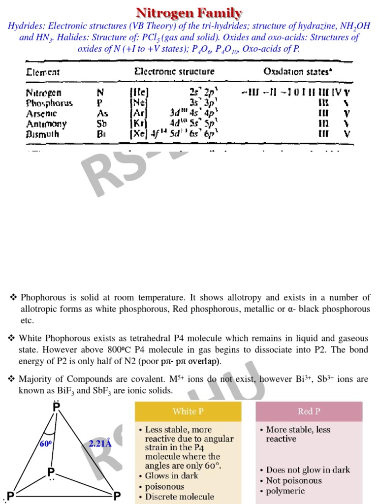 Advanced Chemistry: Nitrogen & Phosphorus | PDF | Nitrogen | Nitrogen ...