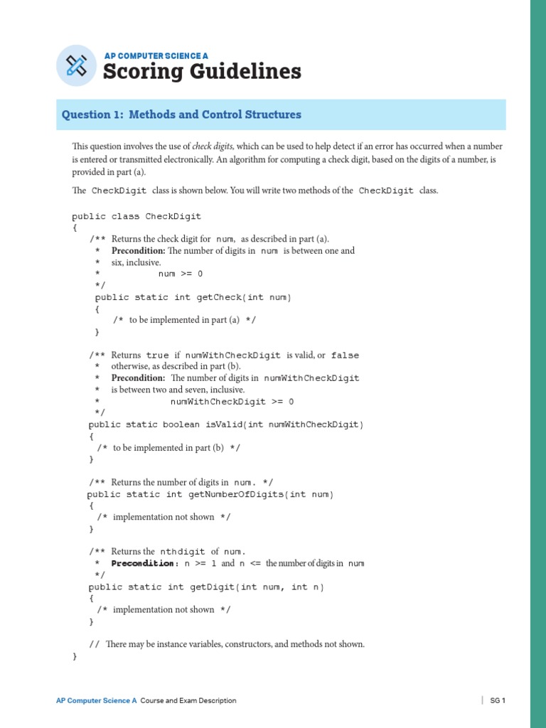 AP CSA 2019 Scoring Guidelines | PDF | Constructor (Object Oriented ...