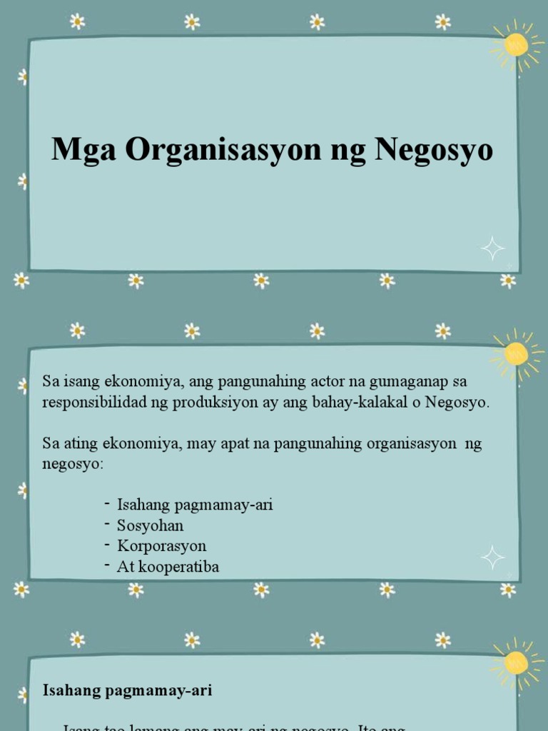 q3. Mga Organisasyon NG Negosyo | PDF