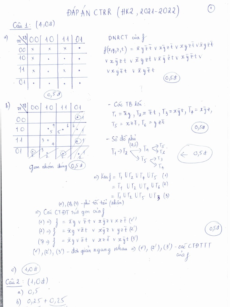 Đáp Án CTRR (HK2, 2021-2022) | PDF