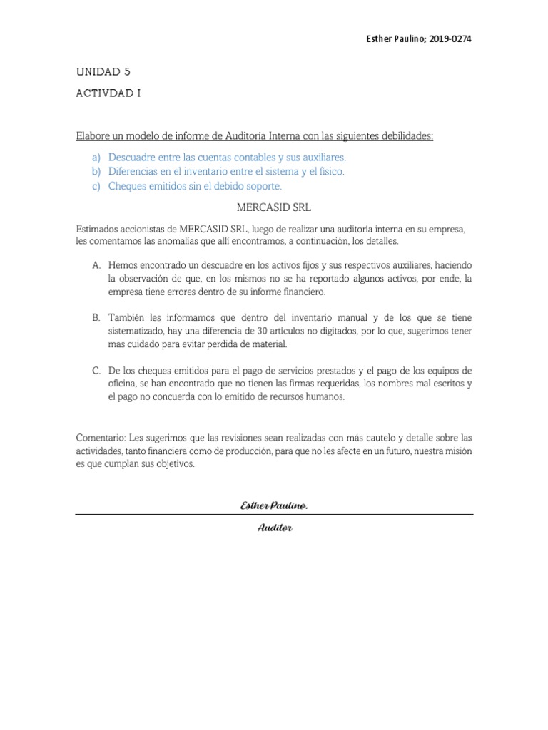 Unidad 5-Entregable. | PDF