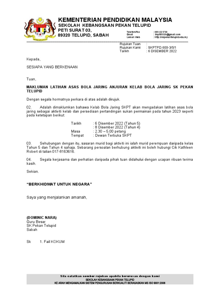 Surat Pelepasan Latihan | PDF