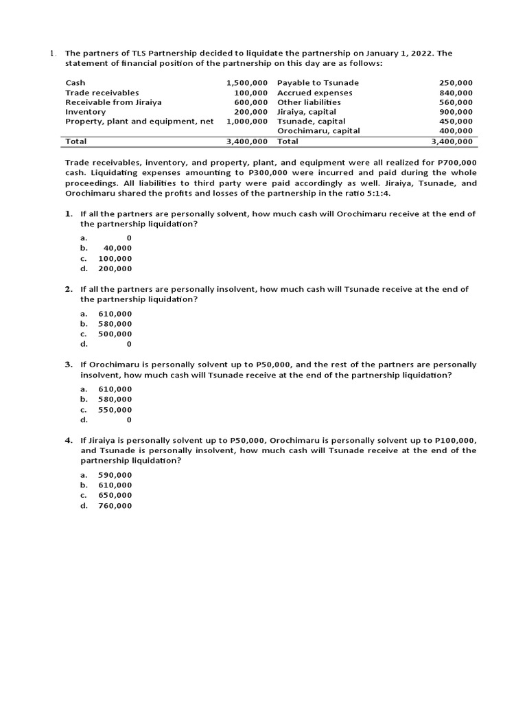 Assignment 3 - Partnership Liquidation | PDF | Finance & Money Management | Law