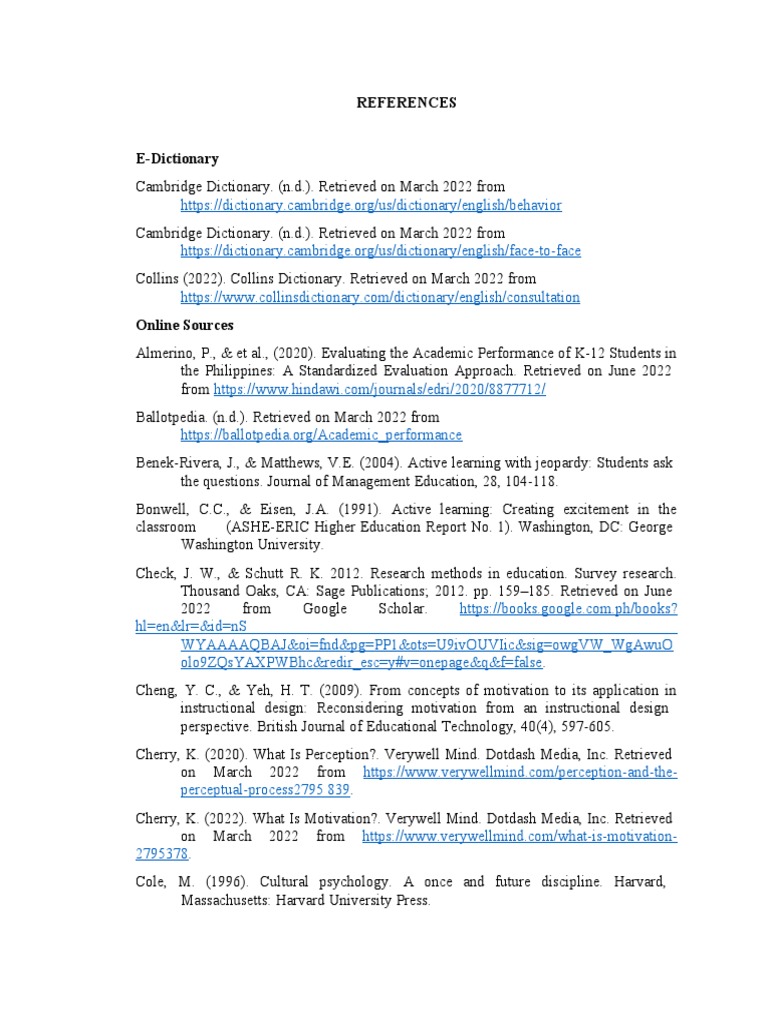 REFERENCES & APPENDICES Format 071440 | PDF | Educational Technology ...