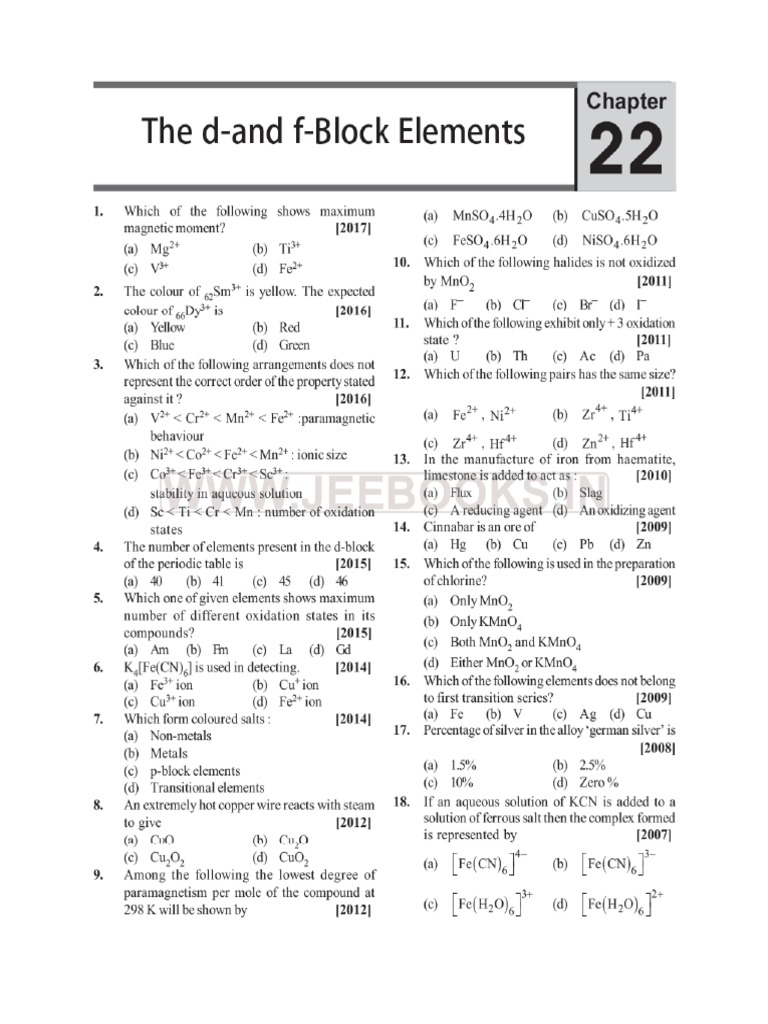D and F Block BITSAT PYQ | PDF