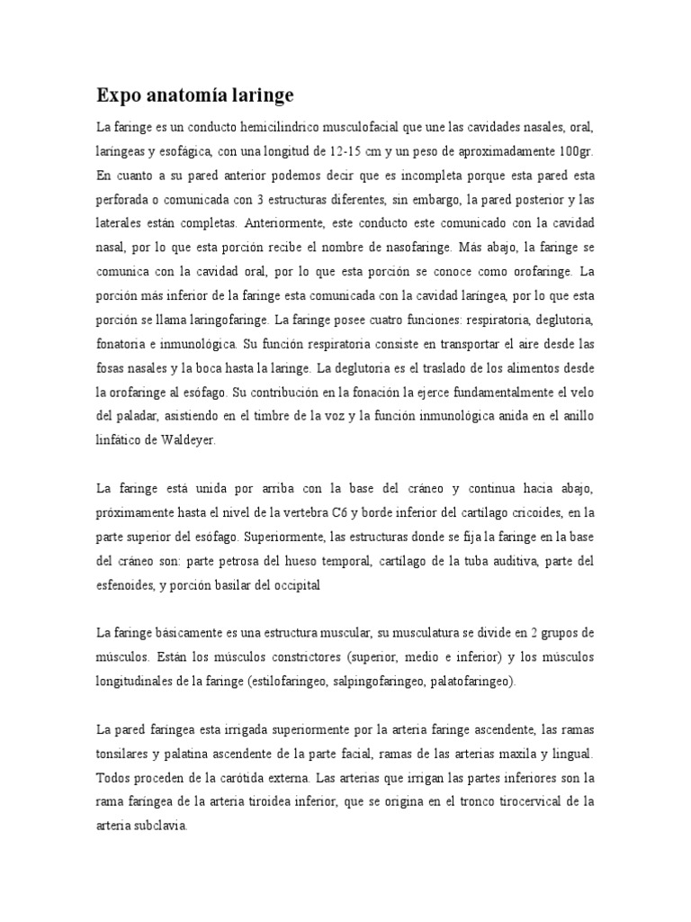 Anatomía Laringe | PDF | Laringe | Esófago