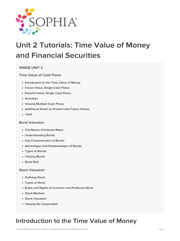 Unit 2 Tutorials Time Value of Money and Financial Securities | PDF | Present Value | Time Value ...