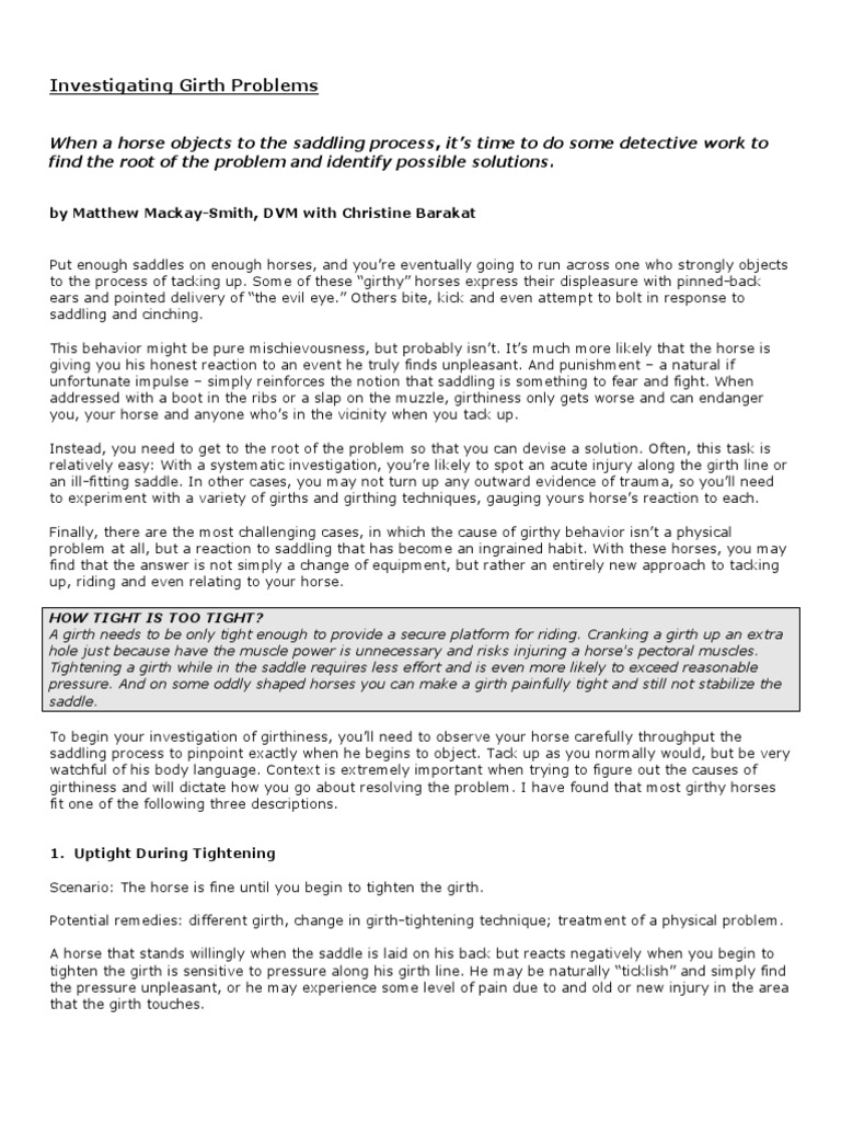 Investigating Girth Problem | PDF | Saddle | Equus