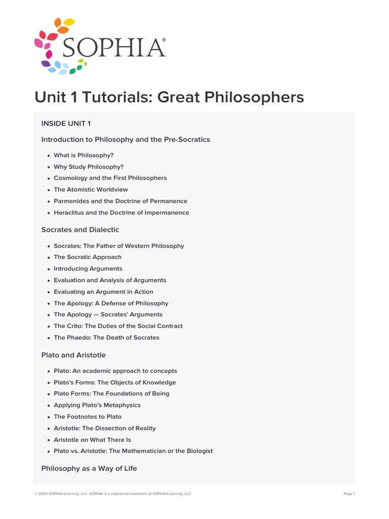 Unit 1 Tutorials Great Philosophers Pdf Science Metaphysics