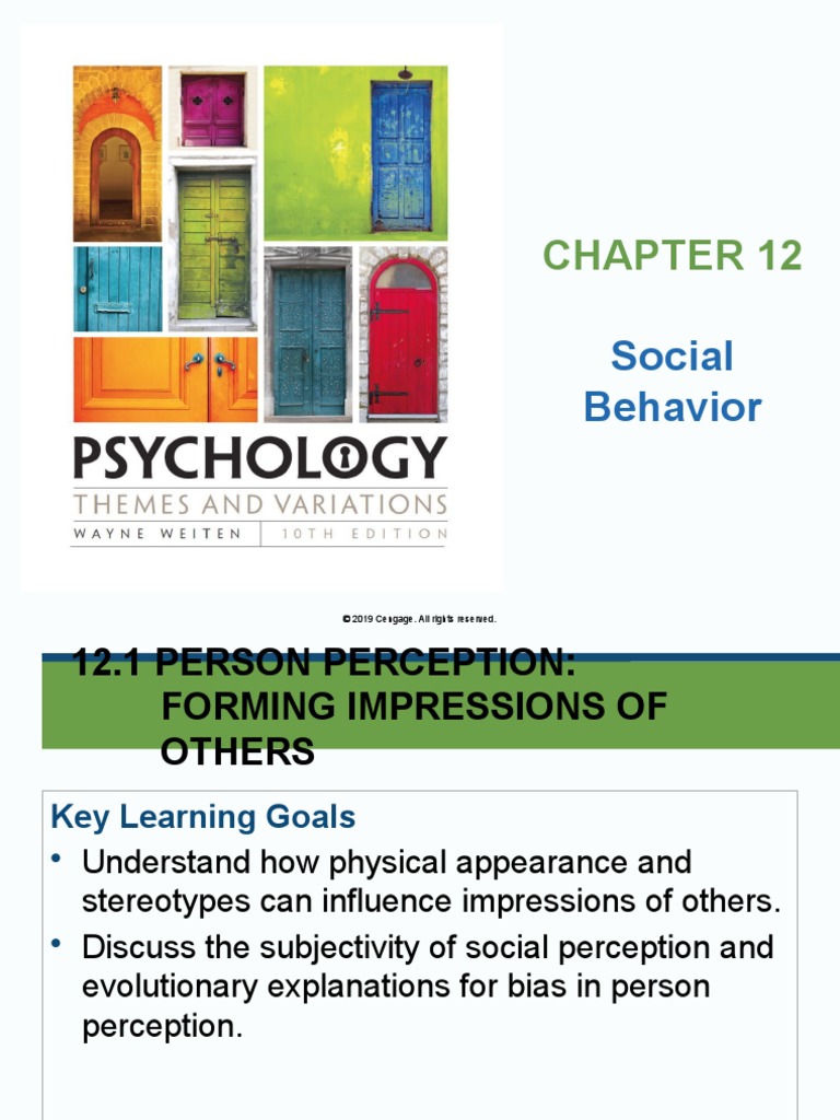 Chapter 12 Social Behavior | PDF | Attitude (Psychology) | Stereotypes