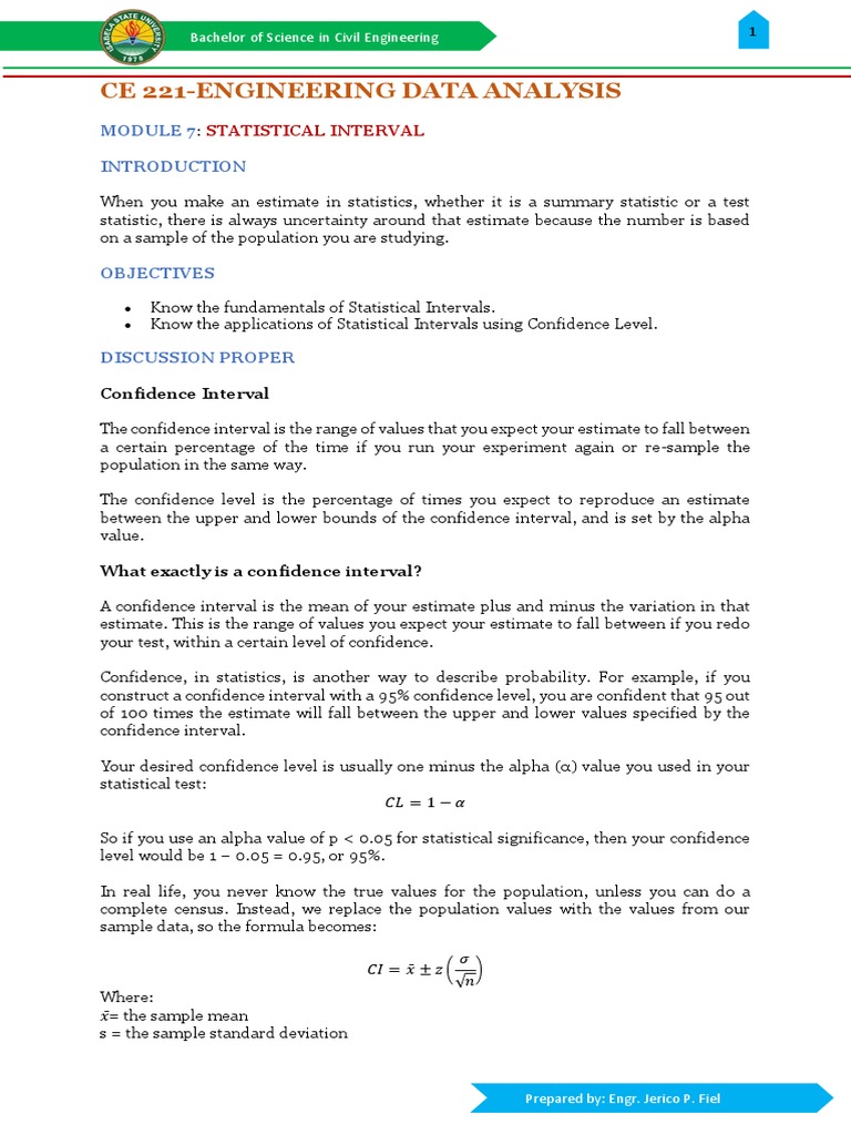 EDA Module 7 | PDF | Statistics | Confidence Interval EDA Module 7 | PDF | Statistics | Confidence Interval