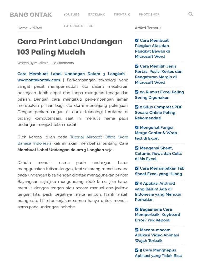 Cara Print Label Undangan 103 Paling Mudah - Bang Ontak | PDF