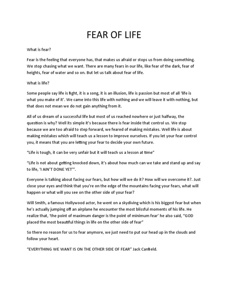 FEAR OF LIFE by Treibor | PDF