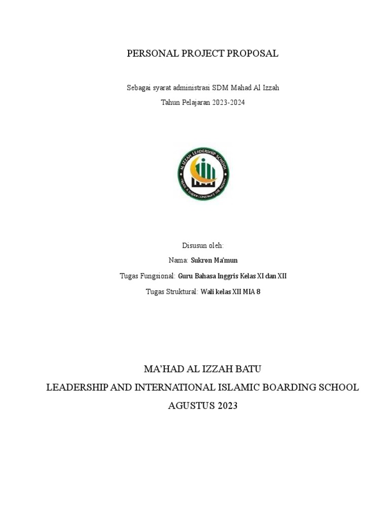 Proposal Proyek Guru Al Izzah | PDF