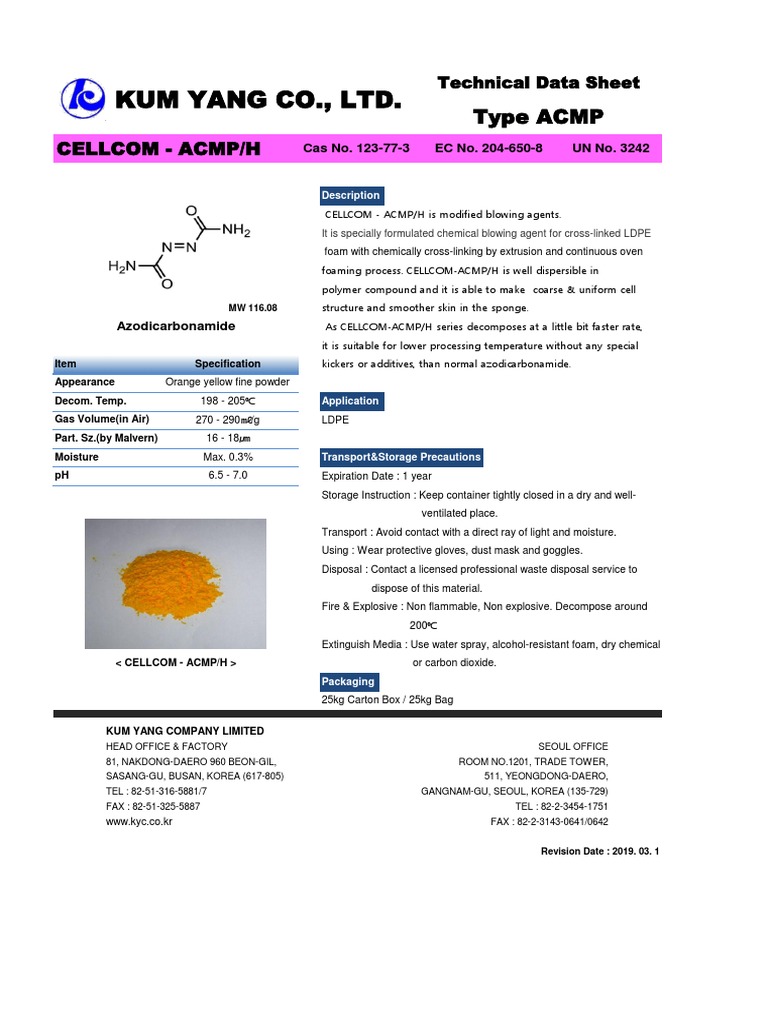Acmp-H TDS | PDF | Secondary Sector Of The Economy | Materials