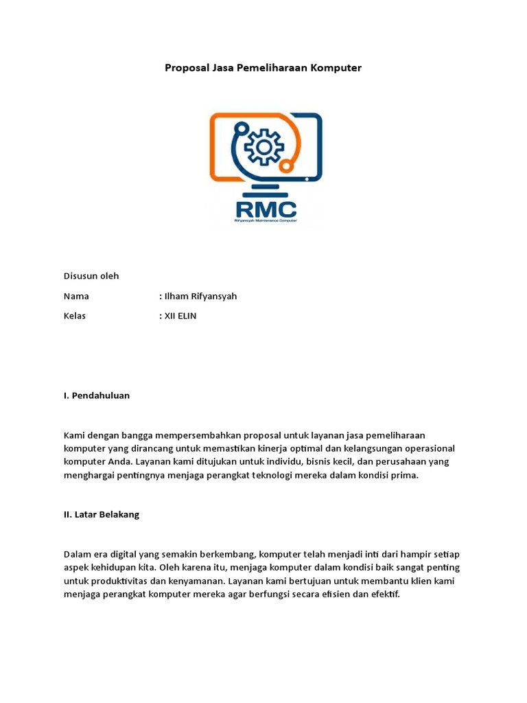 Contoh Proposal Jasa Di Bidang Elektronik PKK | PDF