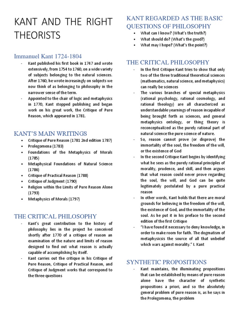 Week 17 Notes | PDF | Immanuel Kant | A Priori And A Posteriori