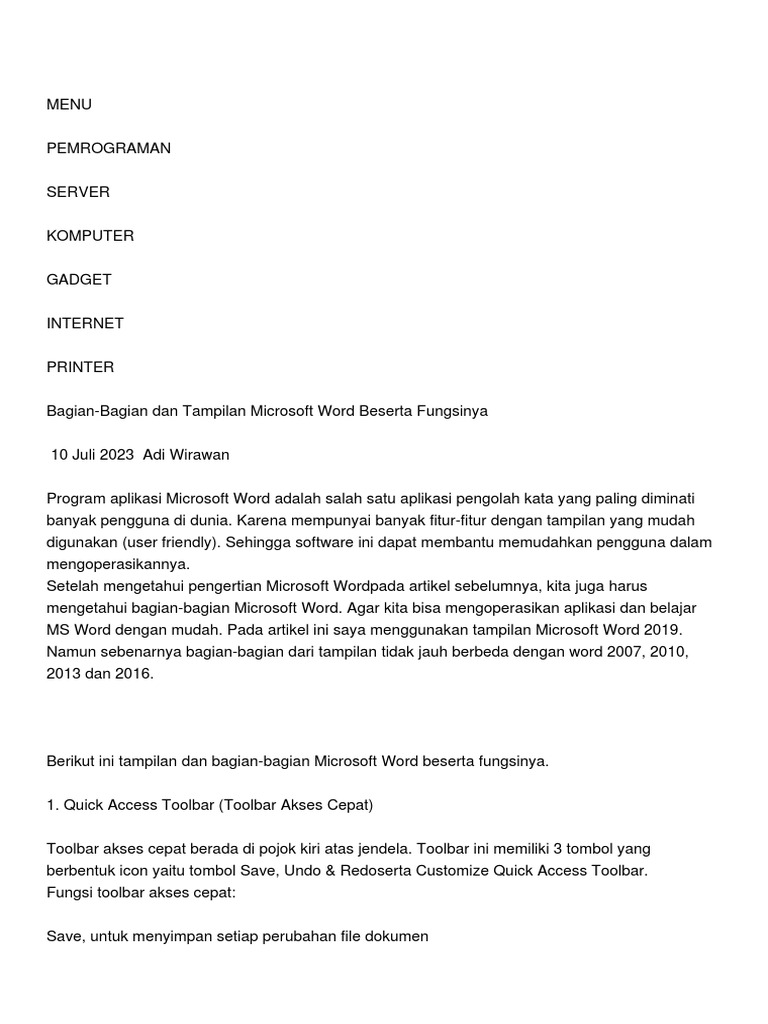 Fungsi Jendela Microsoft Word | PDF