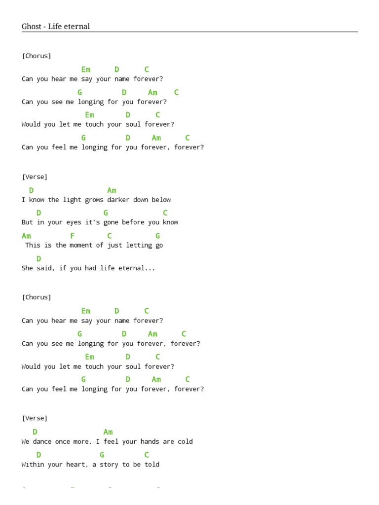 Ghost - Life Eternal Chords | PDF