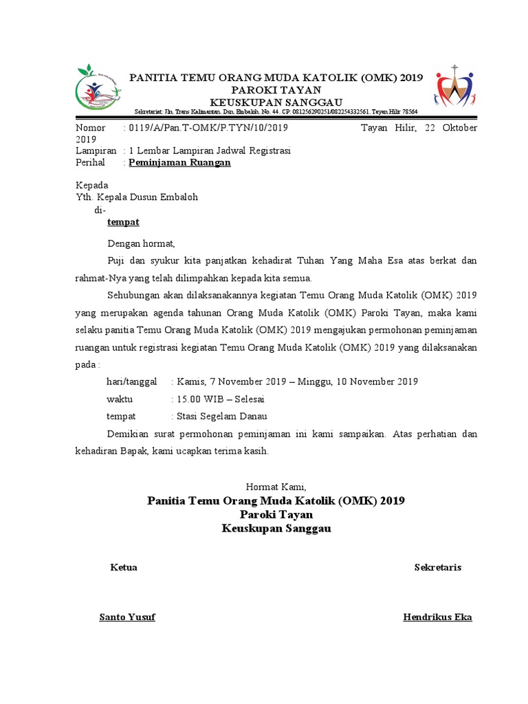 Surat Permohonan Peminjaman Ruangan | PDF