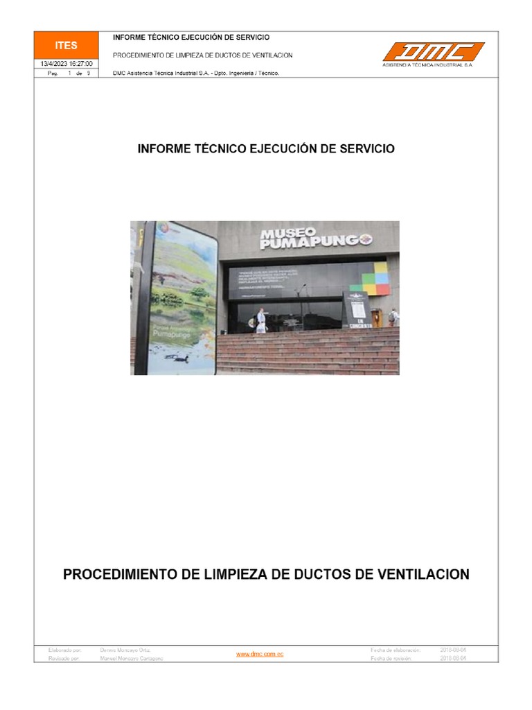 Informe Procedimiento de Limpieza Ductos | PDF Informe Procedimiento de Limpieza Ductos | PDF