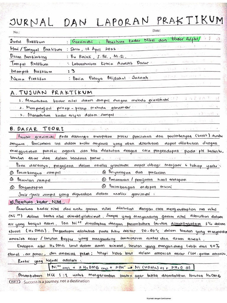 Laprak Gravimetri - Devia Fataya M J - 1A Analis Kimia | PDF