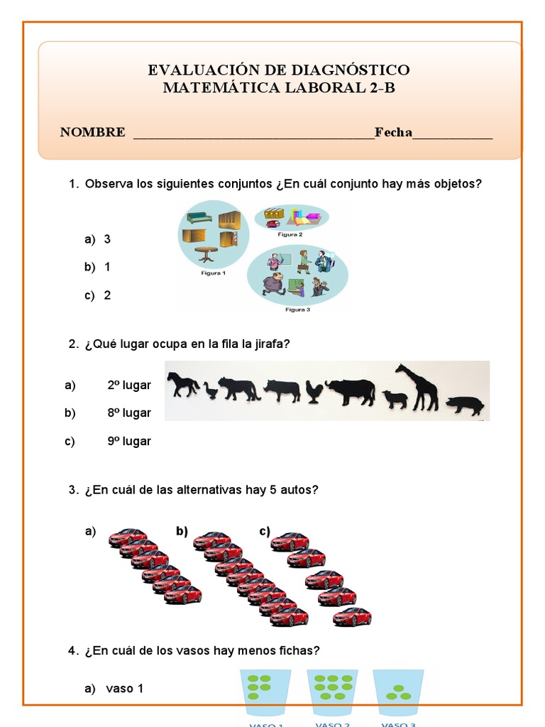 1º Básico Prueba de Diagnostico Matematica | PDF