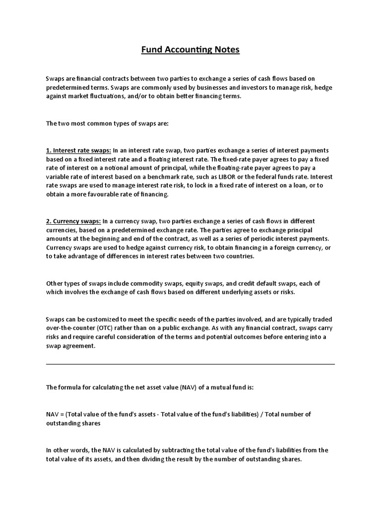 Fund Accounting Notes | PDF | Swap (Finance) | Derivative (Finance)