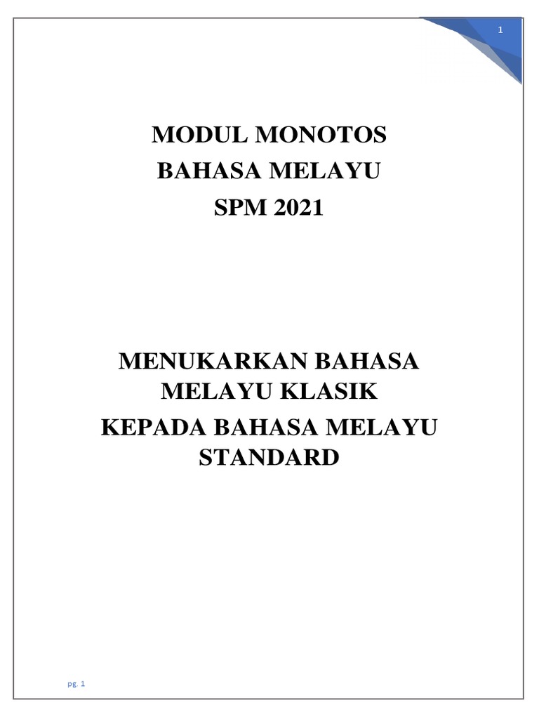 Modul Bahasa Melayu Standard Skema Pdf