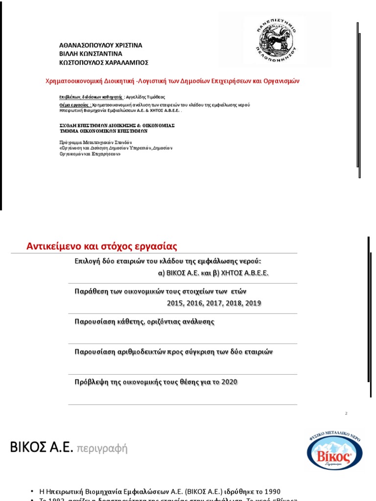 ΧΡΗΜΑΤΟΟΙΚΟΝΟΜΙΚΗ ΑΝΑΛΥΣΗ ΒΙΚΟΣ - ΖΑΓΟΡΙ | PDF
